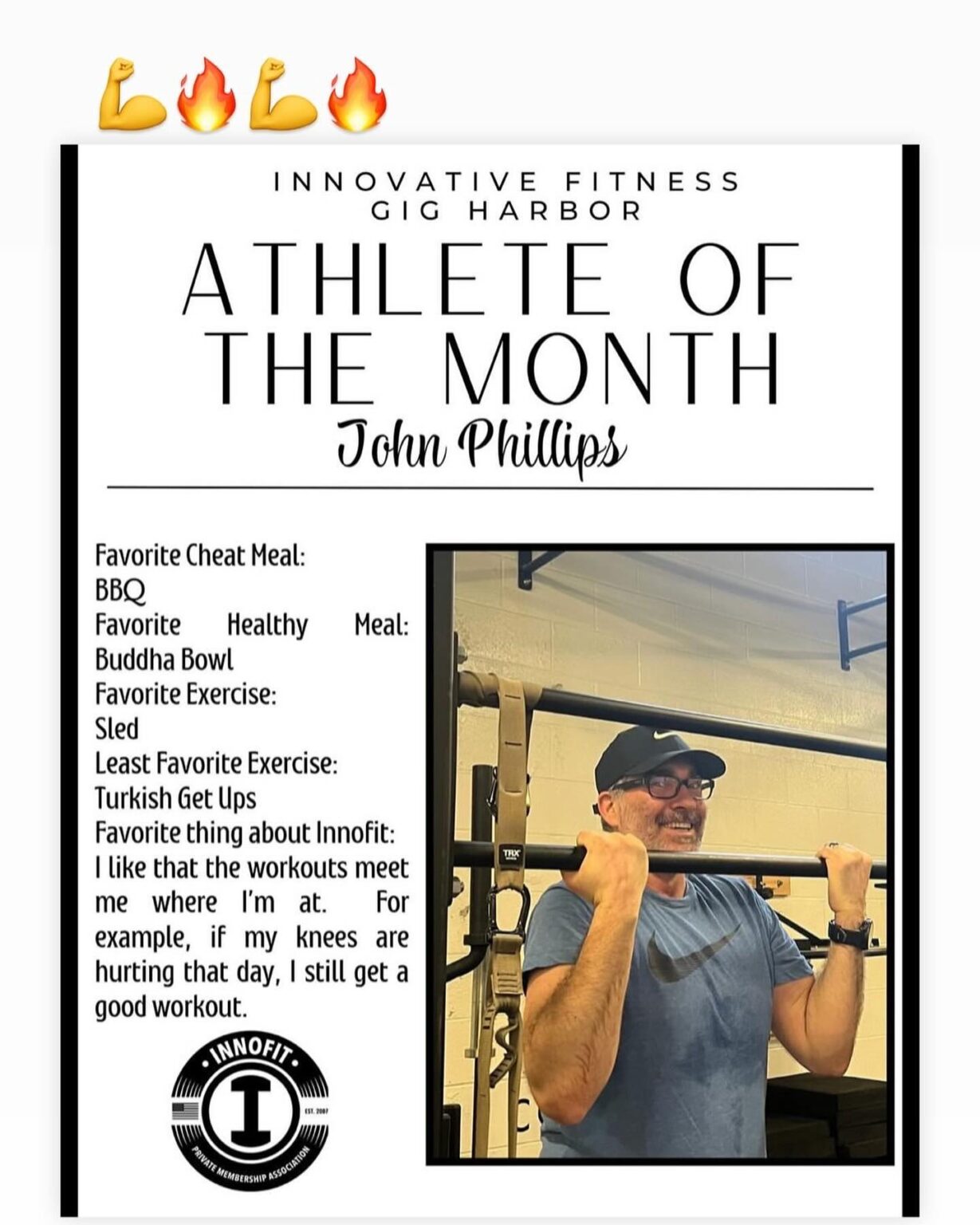 Innofit Athlete of the Month!! - INNOVATIVE FITNESS CLUBS